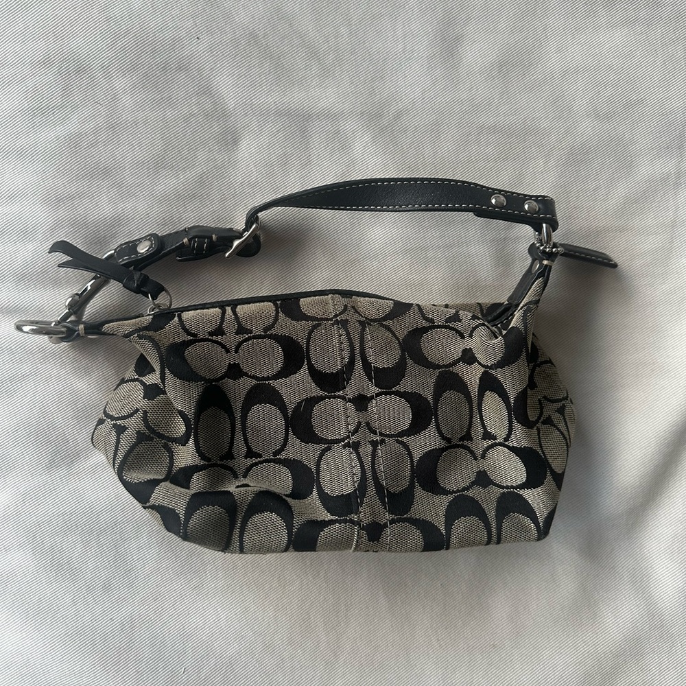 Vintage Authentic Coach Y2k Black Monogram Small Bag. - Gem
